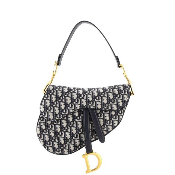 Dior | Bags | Christian Dior Saddle Handbag Oblique Canvas Medium Blue ...